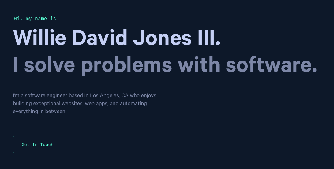 Willie David Jones III | Software Engineer